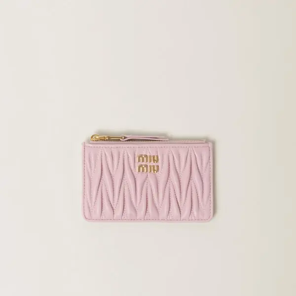 Miu Miu Matelassé Nappa Leather Envelope Wallet - Alabaster Pink
